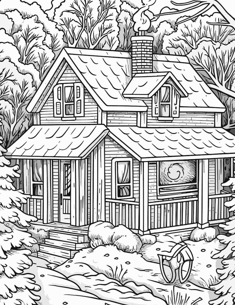 Country Winter Coloring Pages for Adults: 25 Printable Designs - Etsy