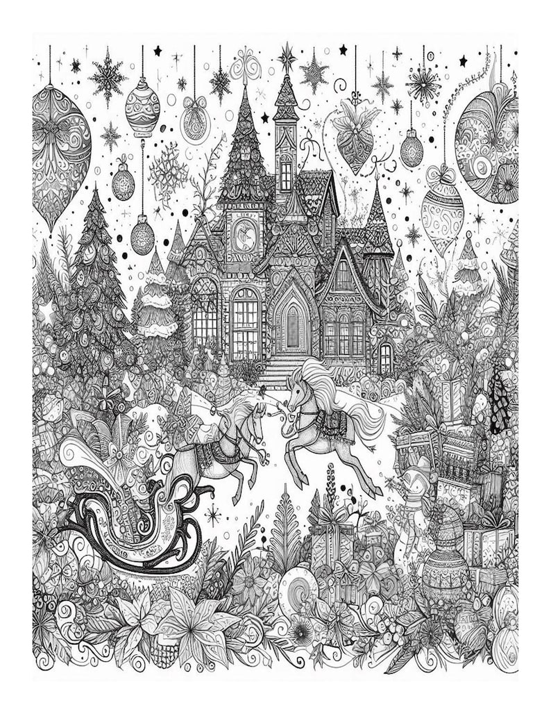 Enchanted Christmas Coloring Pages for Adults: 25 Printable Designs ...