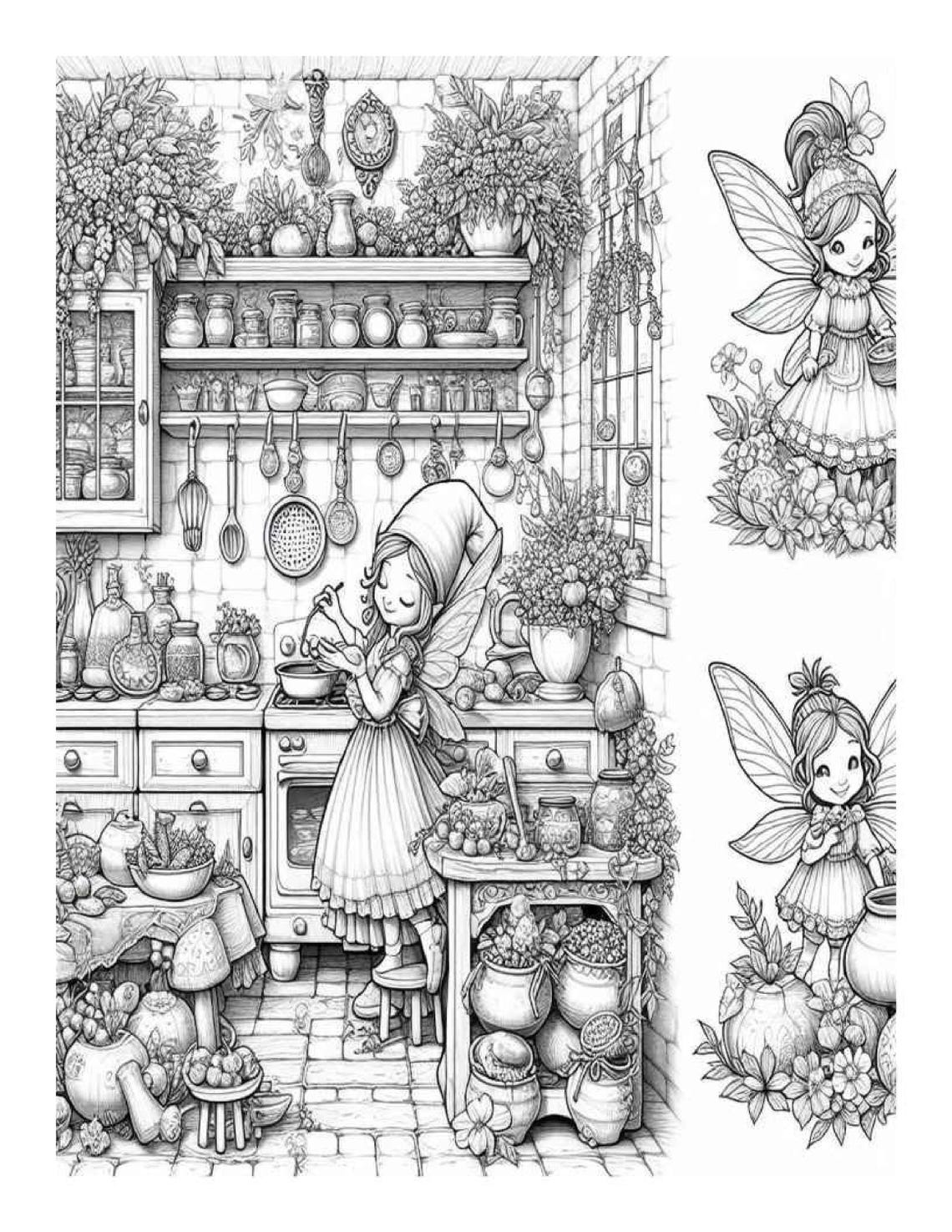 ONLY 1 LEFT in Stock! Beautiful Little Fairy Country Kitchen Coloring ...