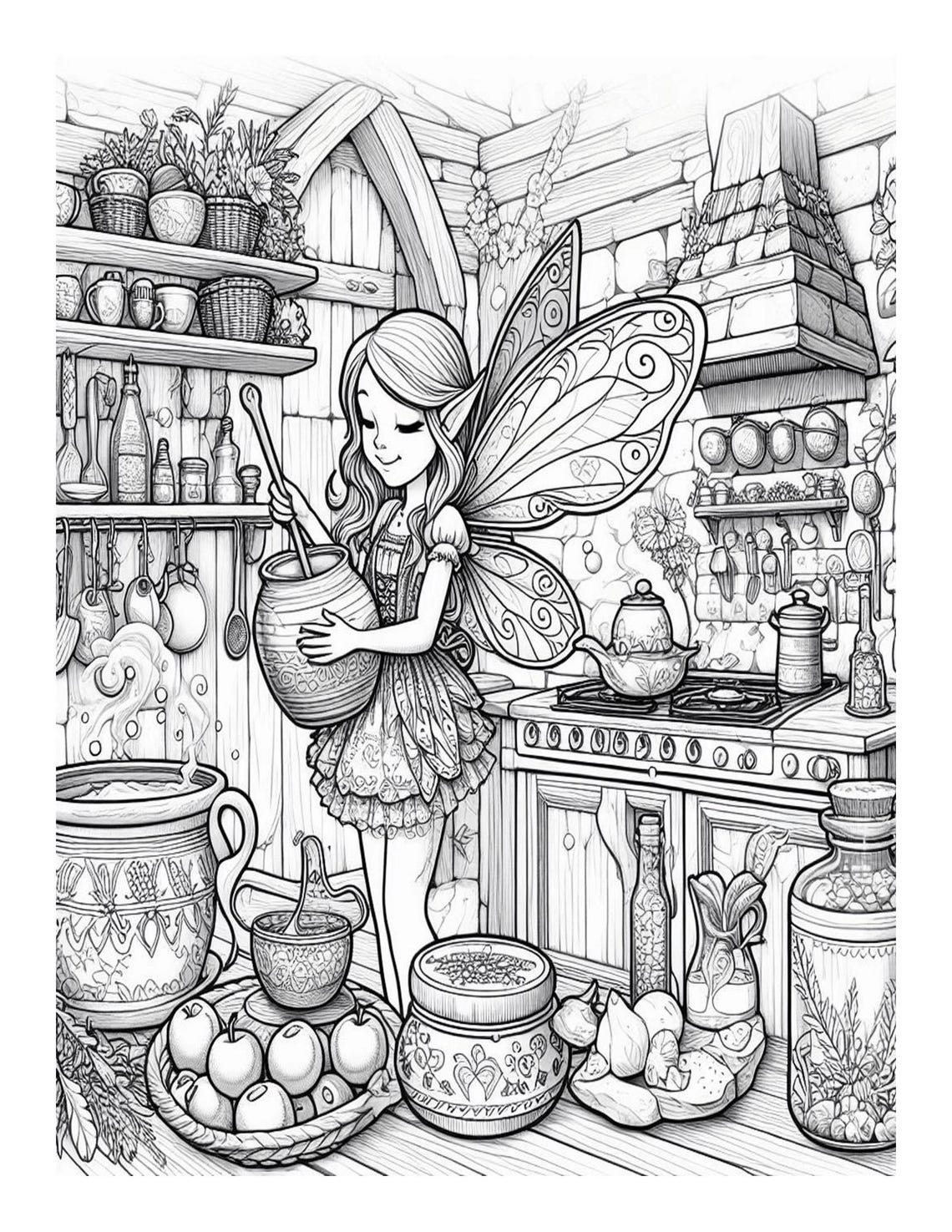 ONLY 1 LEFT in Stock! Beautiful Little Fairy Country Kitchen Coloring ...