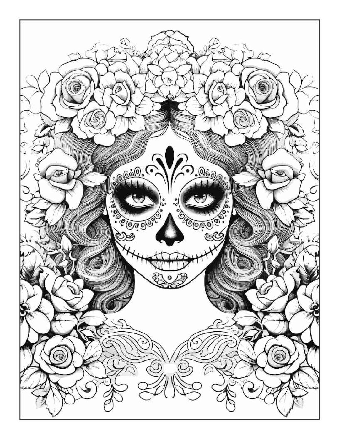 Sugar Skull Women Coloring Pages: 25 Printable Designs (PDF Download ...