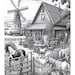 Country Life Grayscale Coloring Pages for Adults: Stress Relief ...
