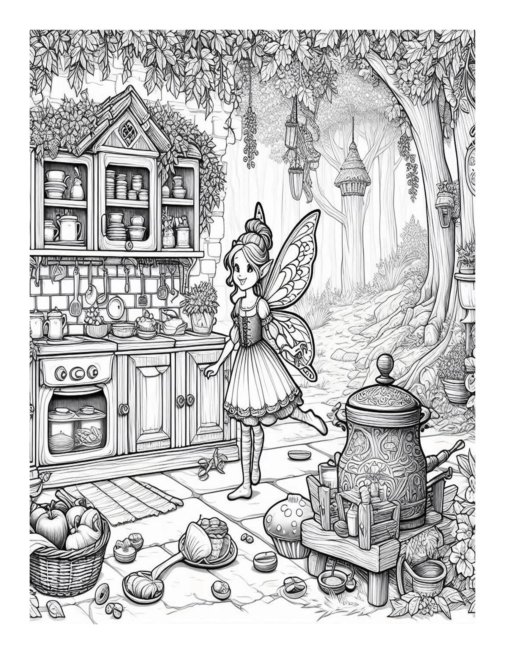 ONLY 1 LEFT in Stock! Beautiful Little Fairy Country Kitchen Coloring ...