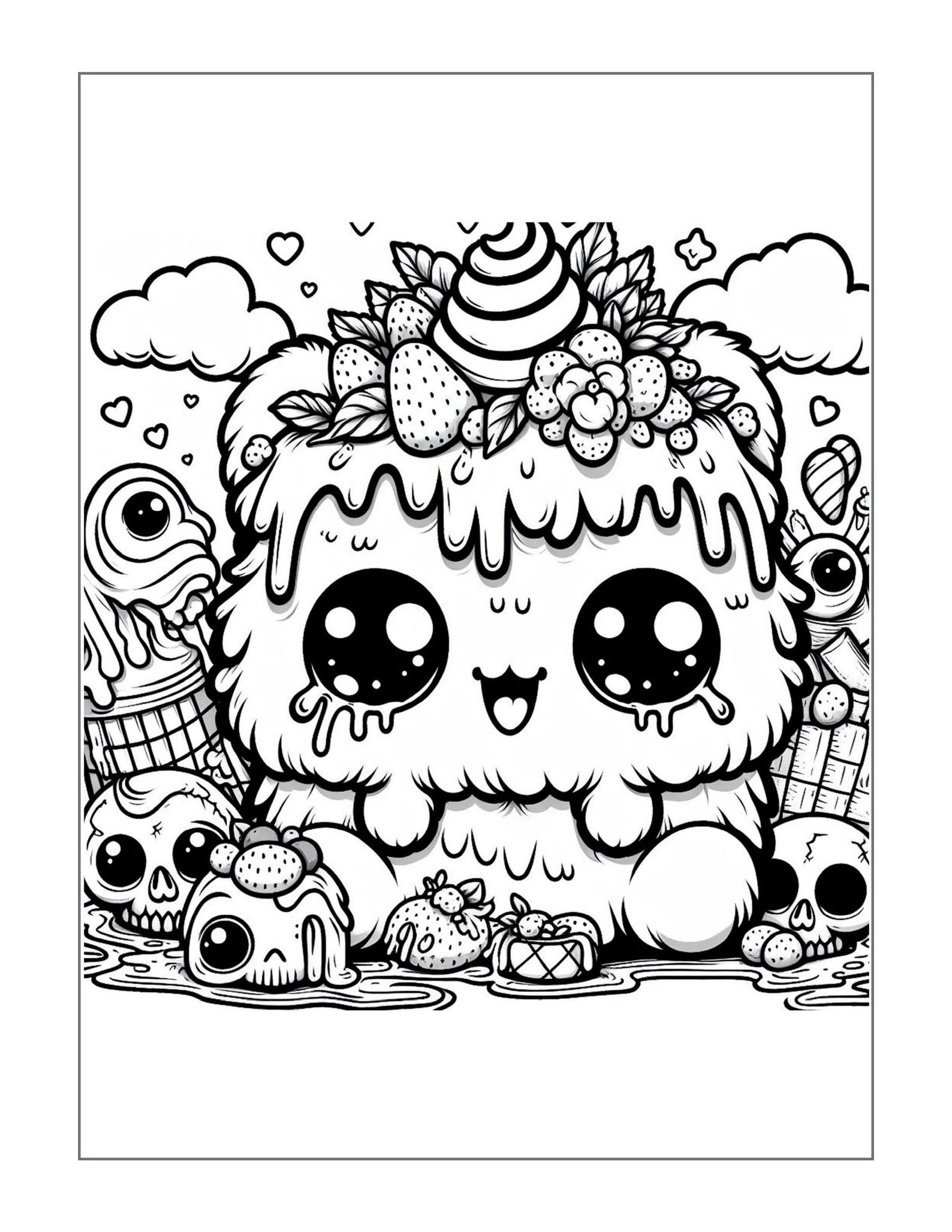 Adorable Creepy Kawaii Coloring Pages for Adults, Features 25 Coloring ...