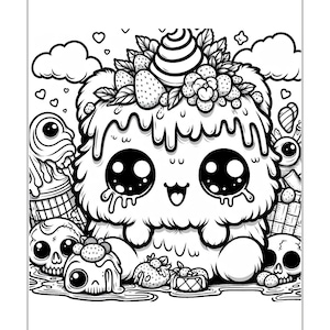 Creepy Kawaii Coloring Pages for Adults: 25 Printable Designs (digital ...