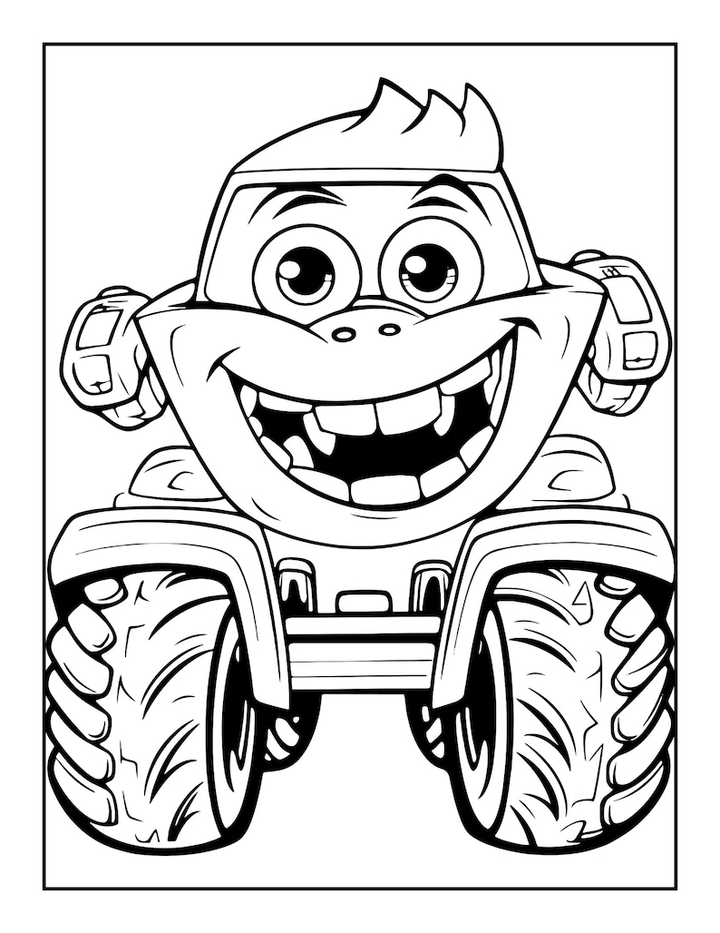 Monster Trucks Coloring Pages for Kids: 25 Printable Designs (PDF) - Etsy