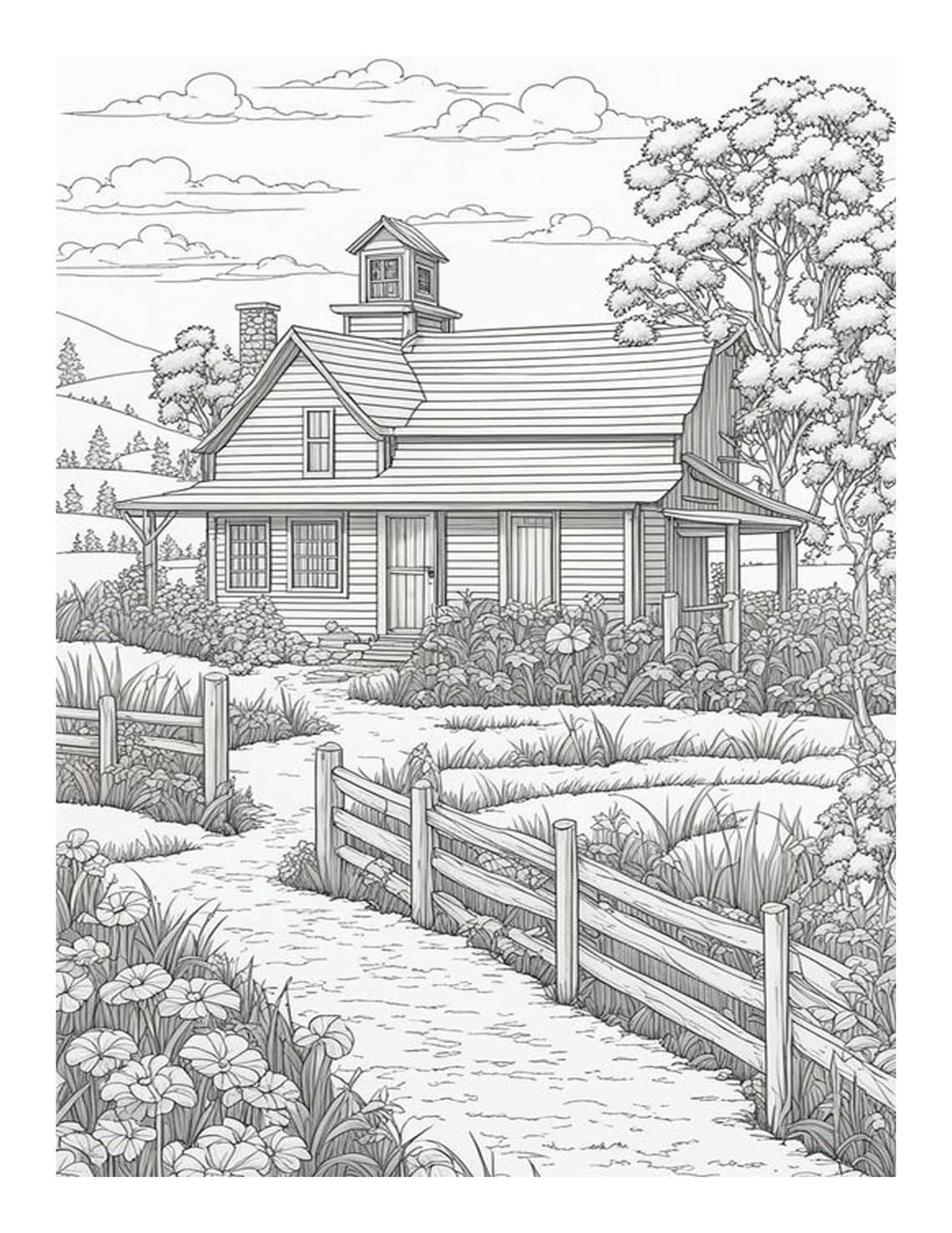Country Cabins Coloring Pages for Adults: 25 Printable Designs (PDF ...