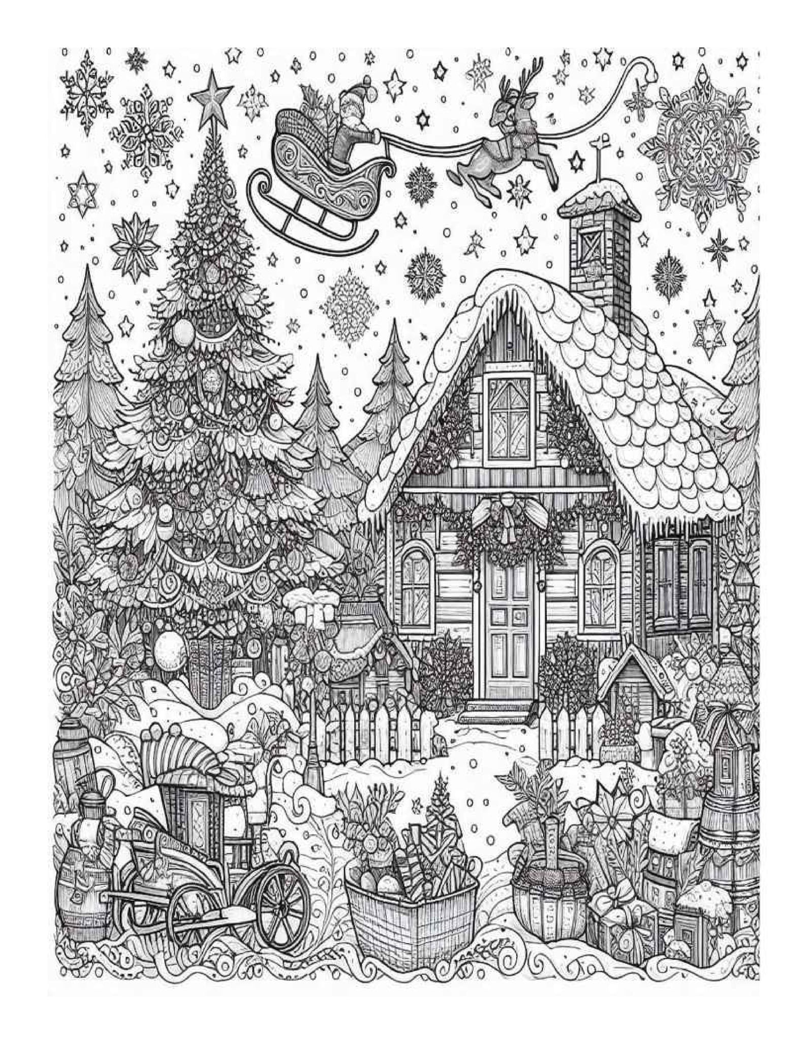 Country Christmas Coloring Pages for Adults: 25 Printable Designs (PDF ...