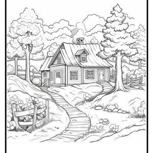 Cozy Cottage Coloring Pages for Adults: 25 Country Scenes (PDF Download ...