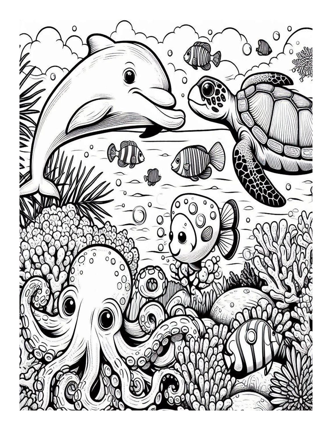 ONLY 1 LEFT in Stock! Ocean Sea Creatures Coloring Pages for Adults ...