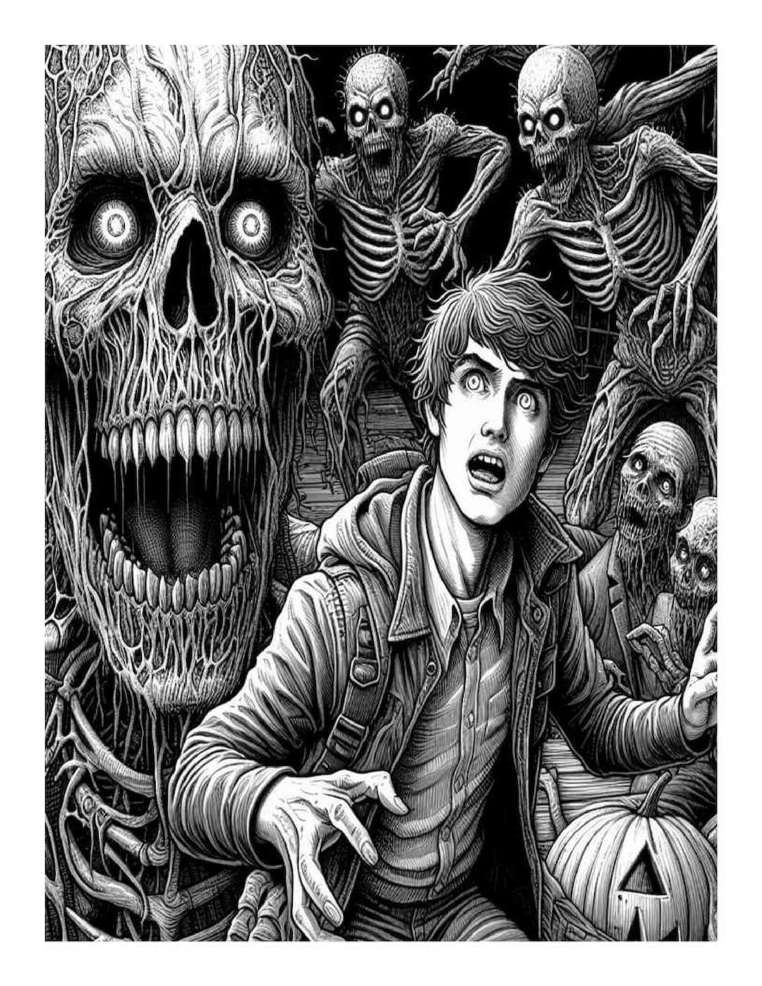 Terrifying Horror Coloring Pages for Adults: Printable Art (25 Pages ...
