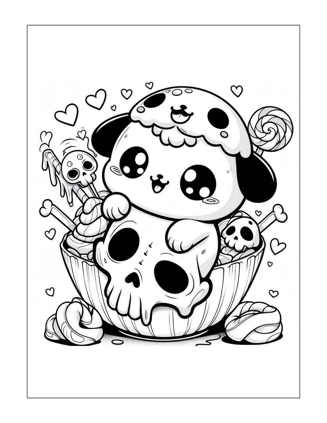 Creepy Kawaii Coloring Pages for Adults: 25 Printable Designs (digital ...