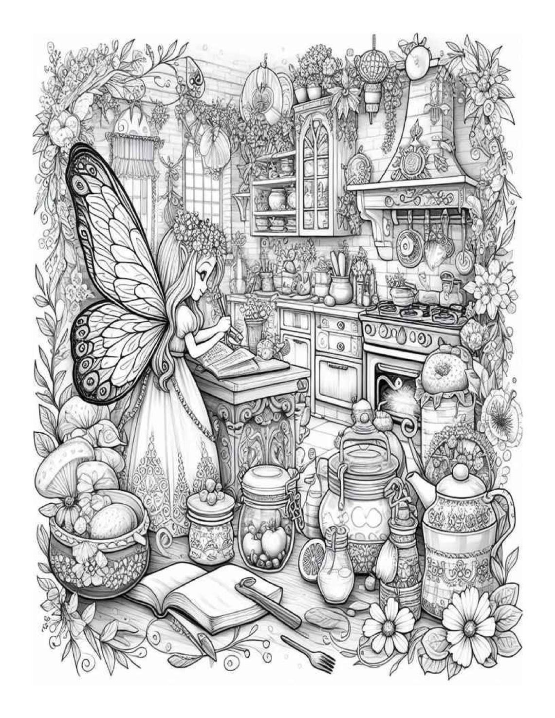 ONLY 1 LEFT in Stock! Beautiful Little Fairy Country Kitchen Coloring ...
