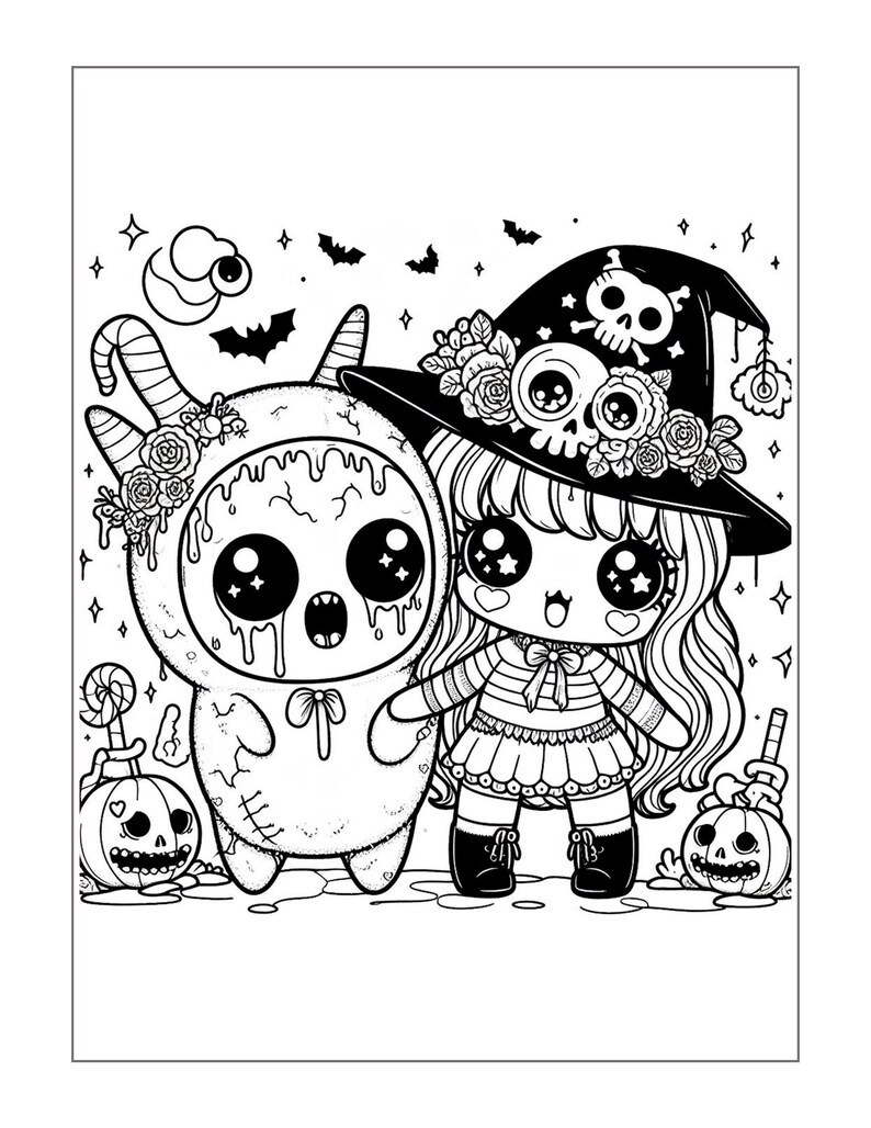 Creepy Kawaii Coloring Pages for Adults: 25 Printable Designs (digital ...
