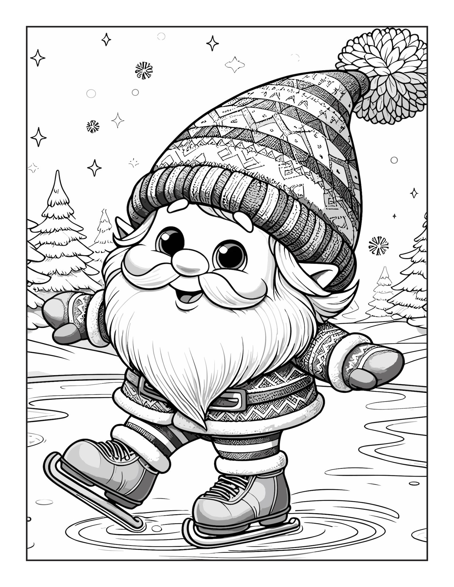 Cute Christmas Gnomes Coloring Pages for Adults, Features 25 Coloring ...
