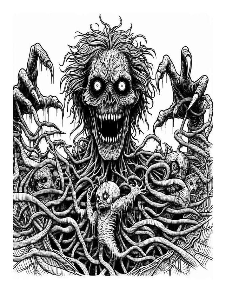 Scary Horror Coloring Pages for Adults: 25 Printable Designs - Etsy