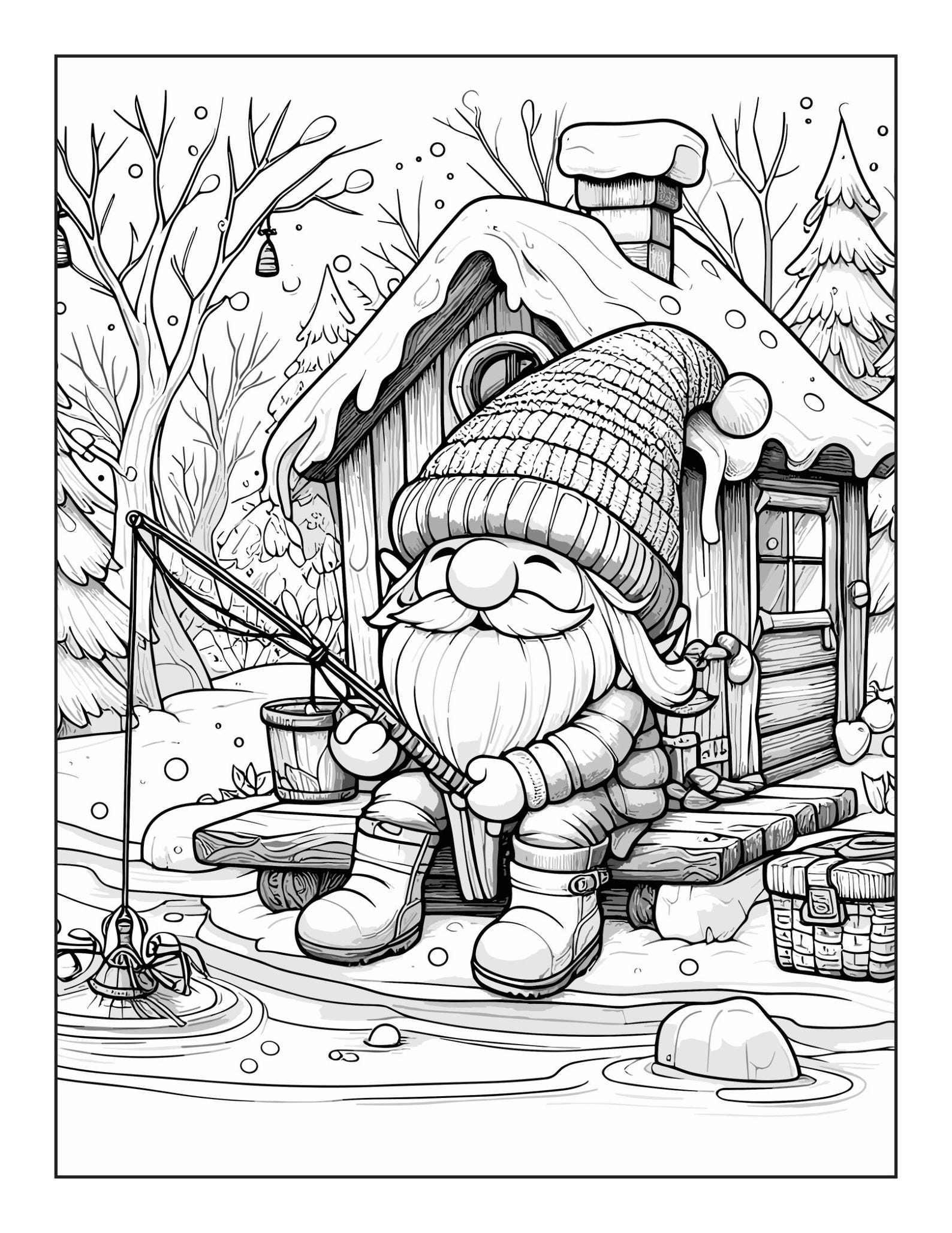Cute Christmas Gnomes Coloring Pages for Adults, Features 25 Coloring ...