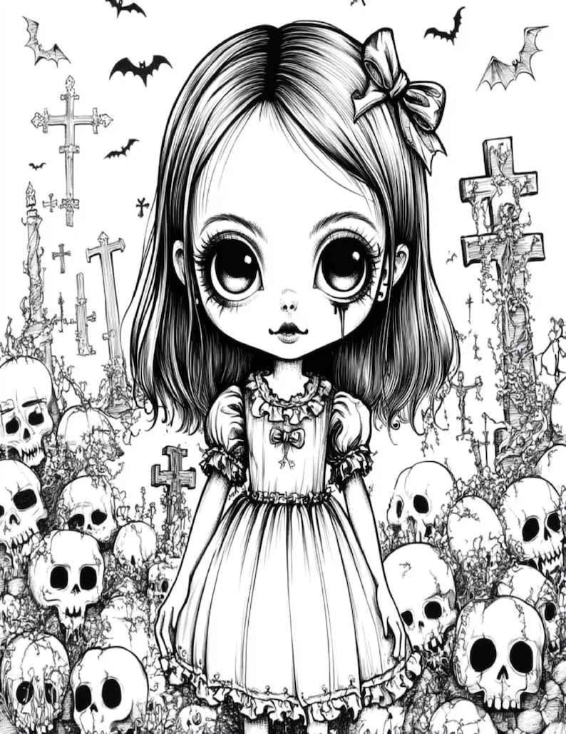 Creepy Kawaii Coloring Pages for Adults: 25 Printable Designs (PDF) - Etsy