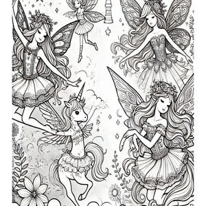 Beautiful Magical Forest Fairy Coloring Pages for Adults, Features 25 ...