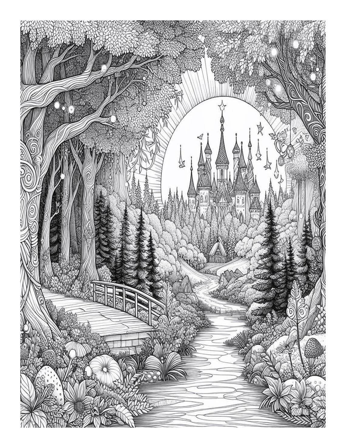 The Magical Forest Coloring Pages for Adults, Features 25 Coloring ...