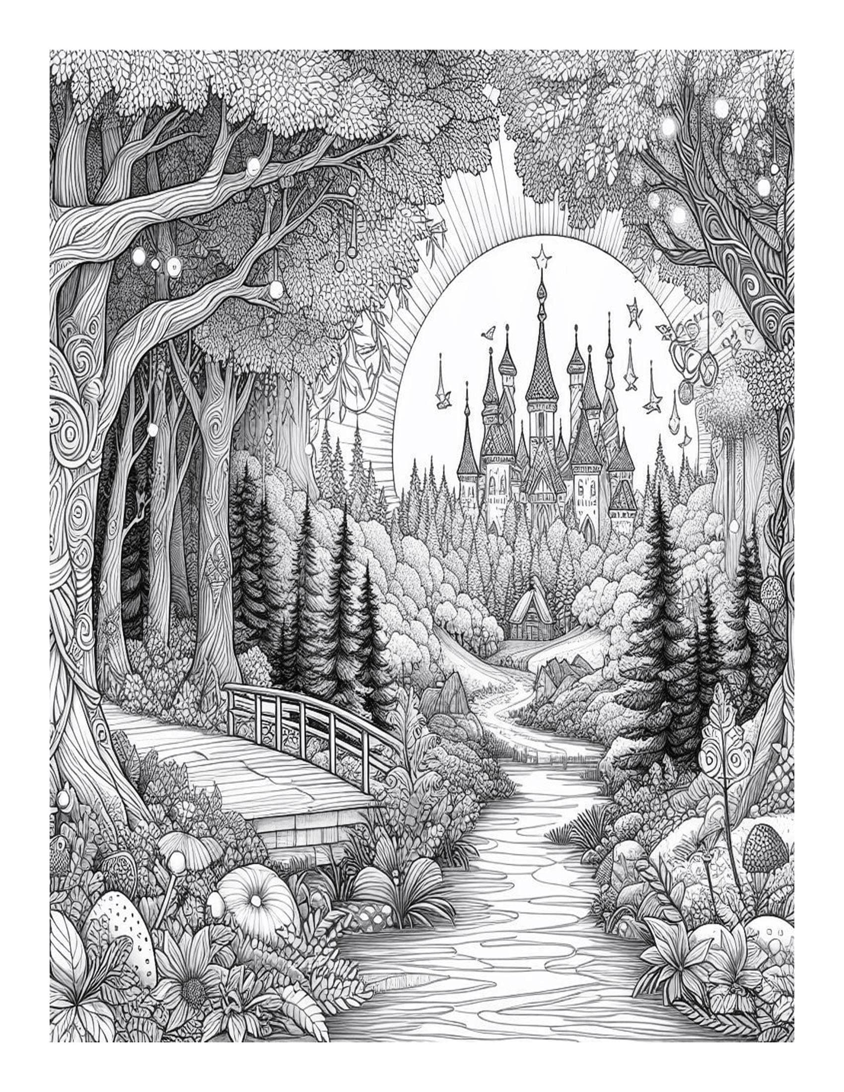 The Magical Forest Coloring Pages for Adults, Features 25 Coloring ...