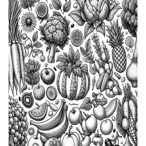 Fruits & Vegetables Coloring Pages for Adults: 25 Printable Designs ...