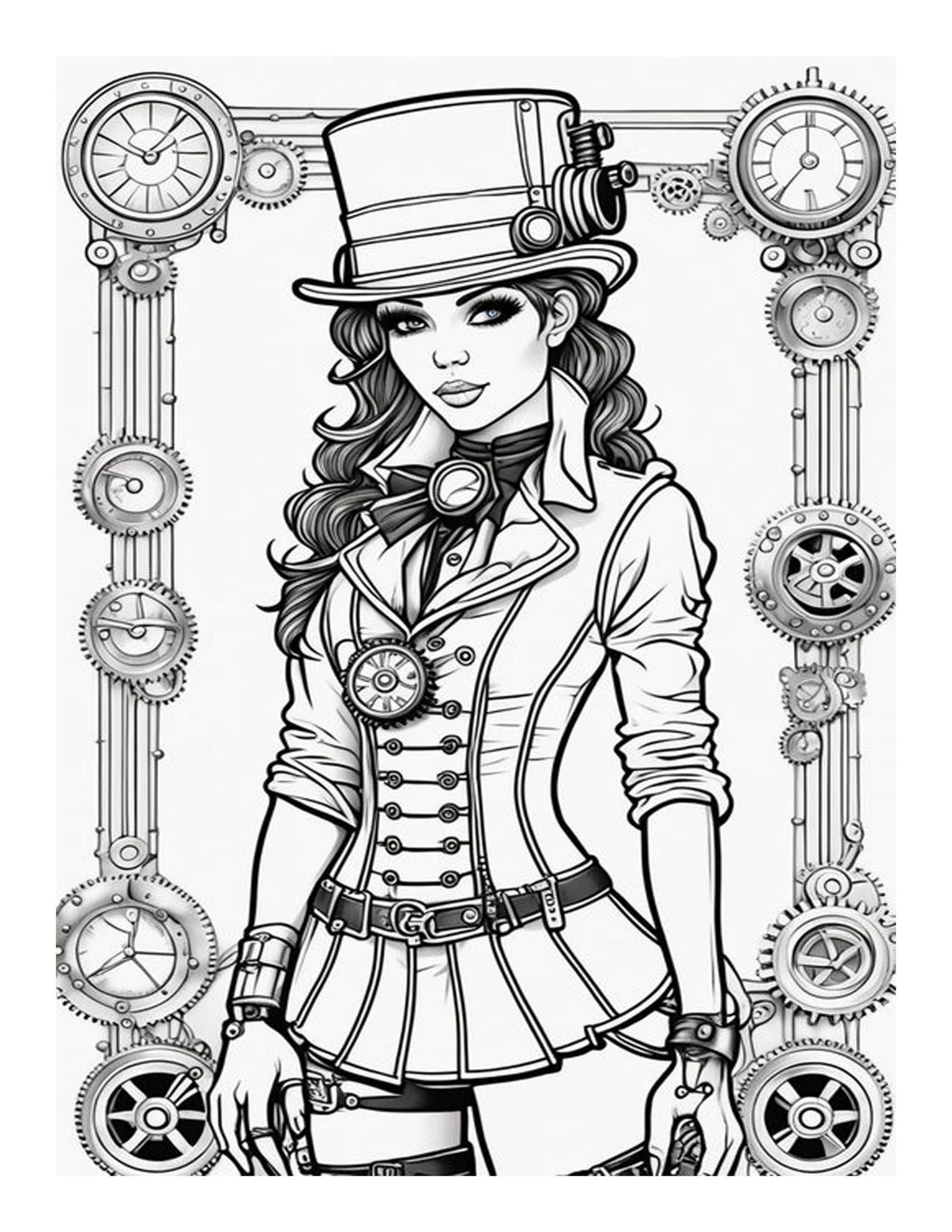 Steampunk Designs Coloring Pages for Adults (PDF) - Etsy