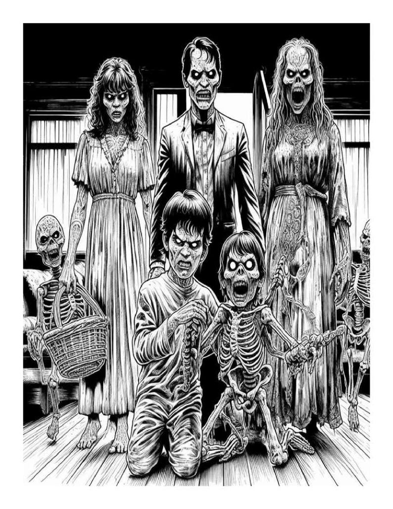 Horror Coloring Pages for Adults: Children of the Damned (printable PDF ...