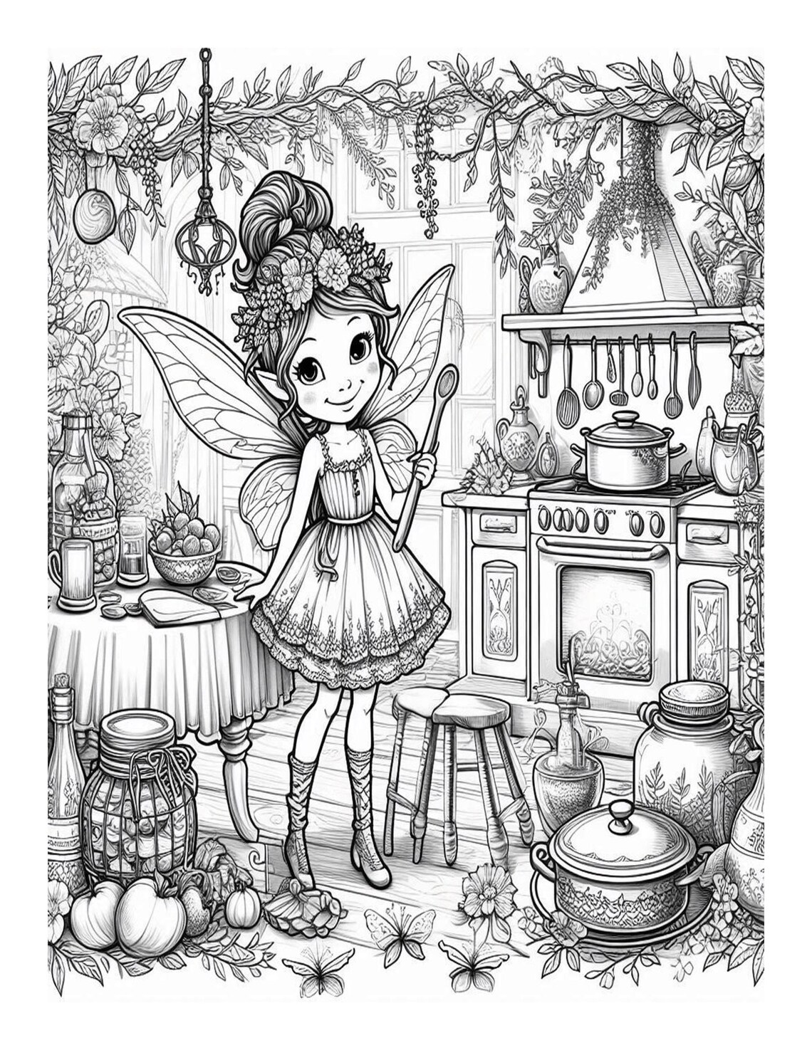 ONLY 1 LEFT in Stock! Beautiful Little Fairy Country Kitchen Coloring ...