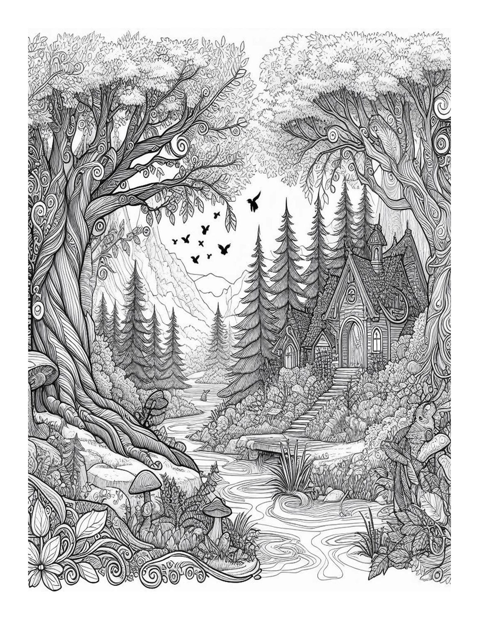 The Magical Forest Coloring Pages for Adults, Features 25 Coloring ...