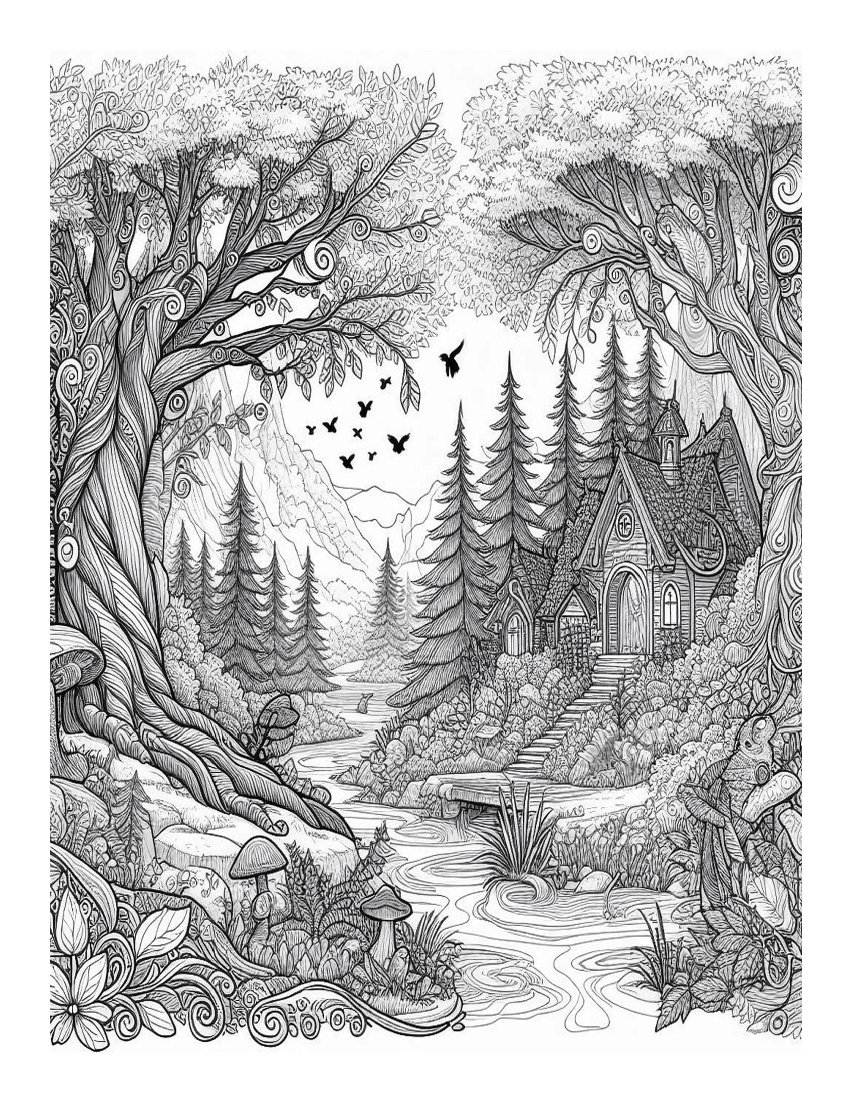 The Magical Forest Coloring Pages for Adults, Features 25 Coloring ...