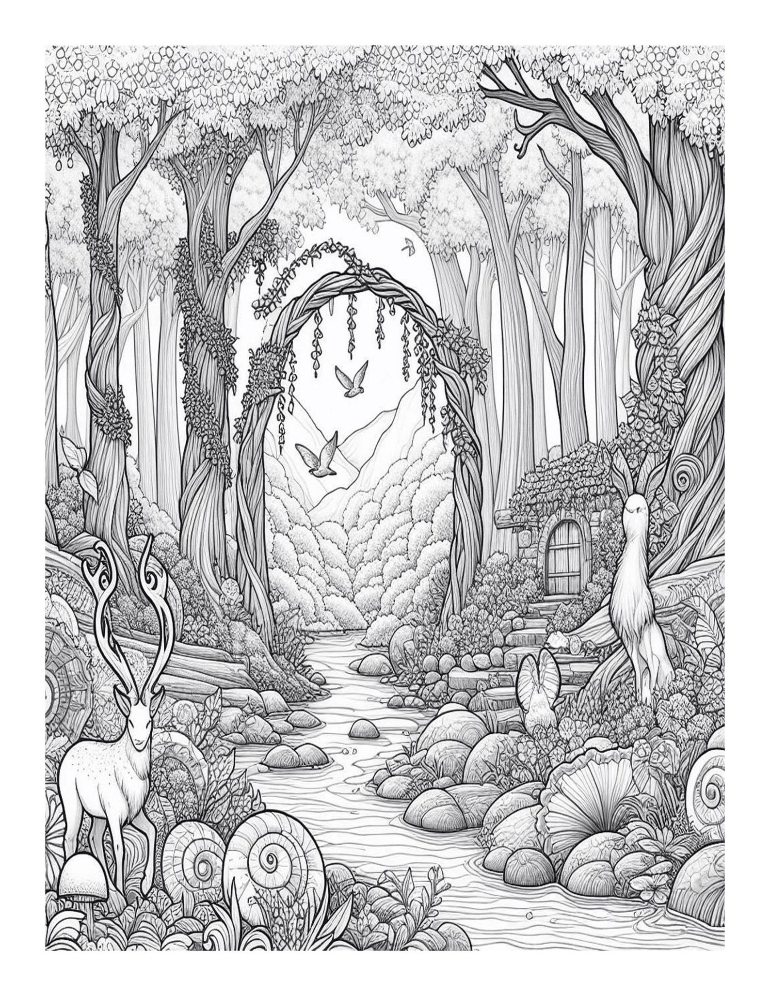 The Magical Forest Coloring Pages for Adults, Features 25 Coloring ...