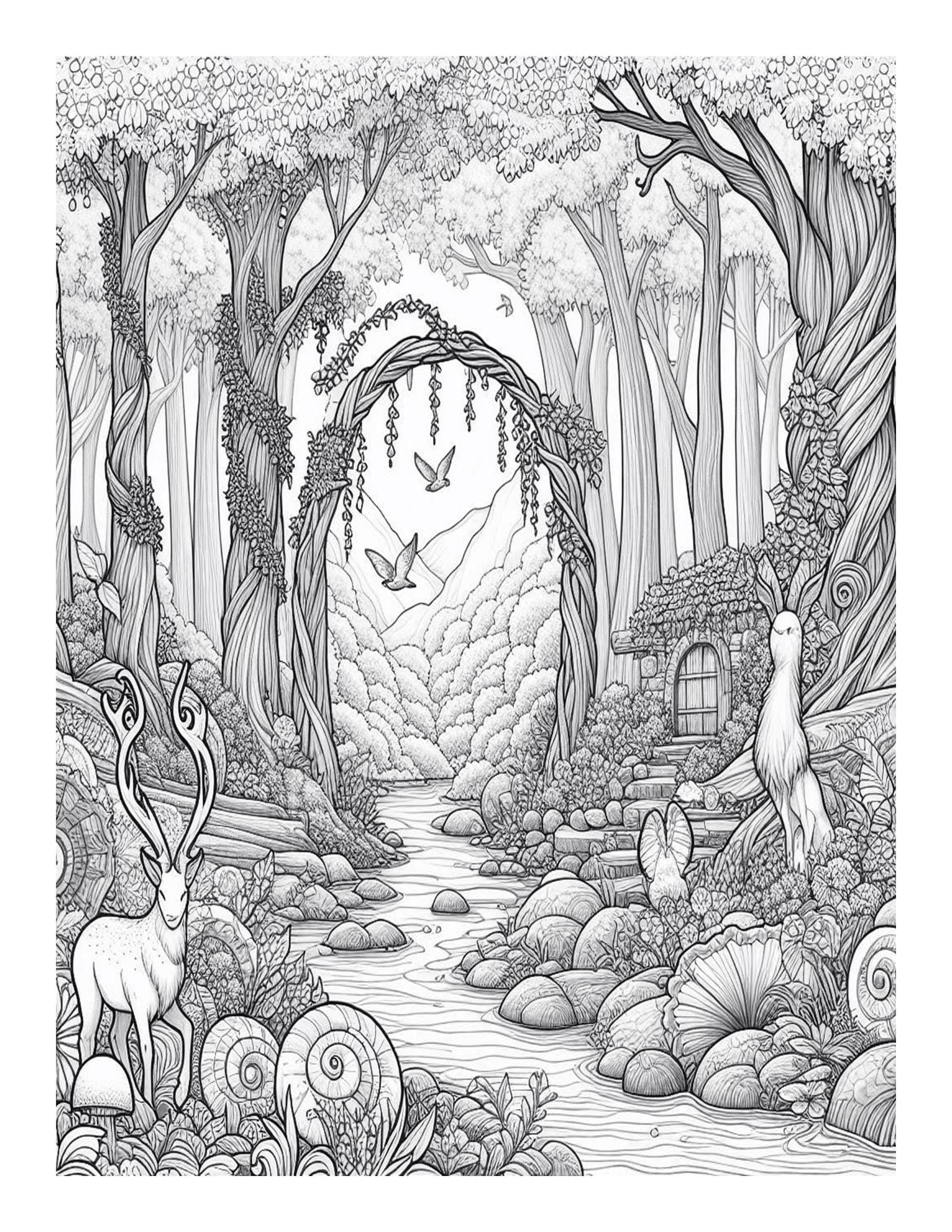 The Magical Forest Coloring Pages for Adults, Features 25 Coloring ...