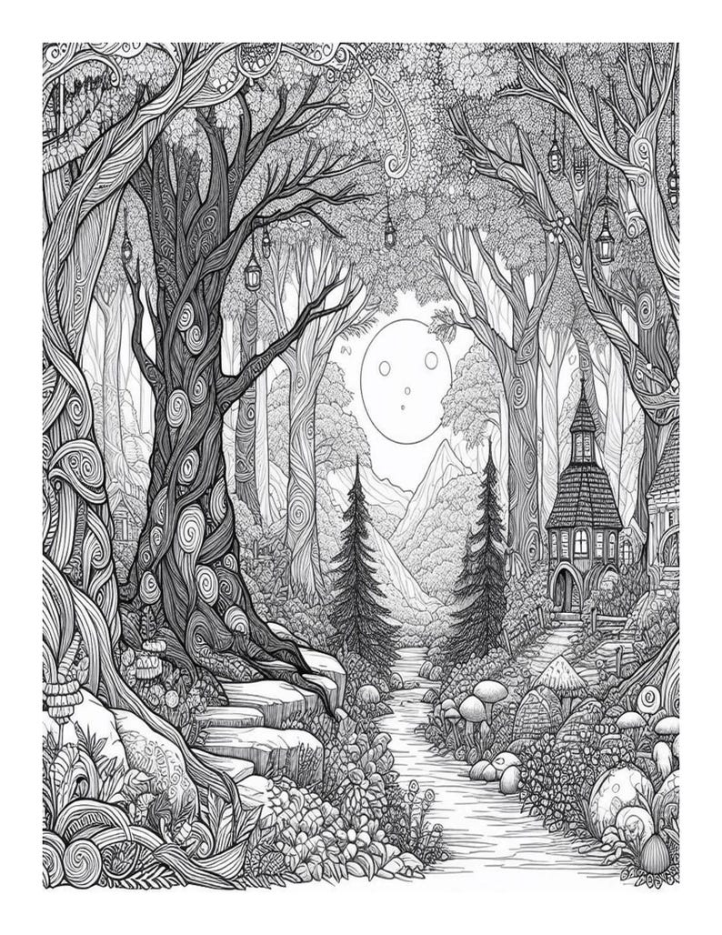 Magical Forest Coloring Pages for Adults: 25 Printable Designs (PDF ...