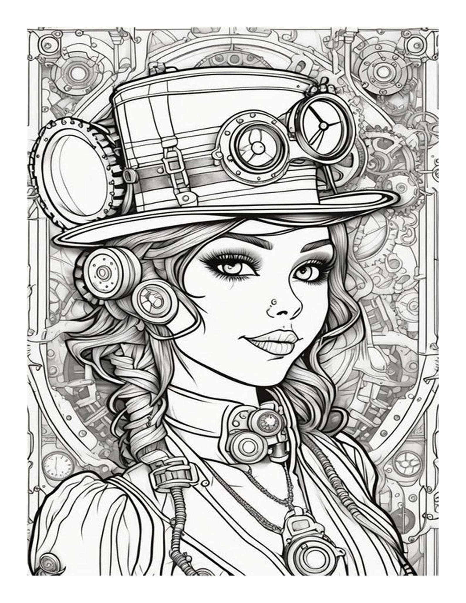 Steampunk Designs Coloring Pages for Adults (PDF) - Etsy