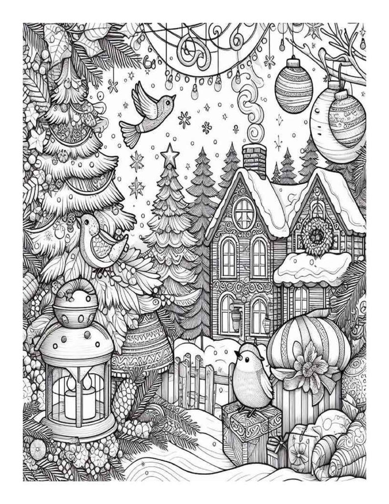 Country Christmas Coloring Pages for Adults: 25 Printable Designs (PDF ...