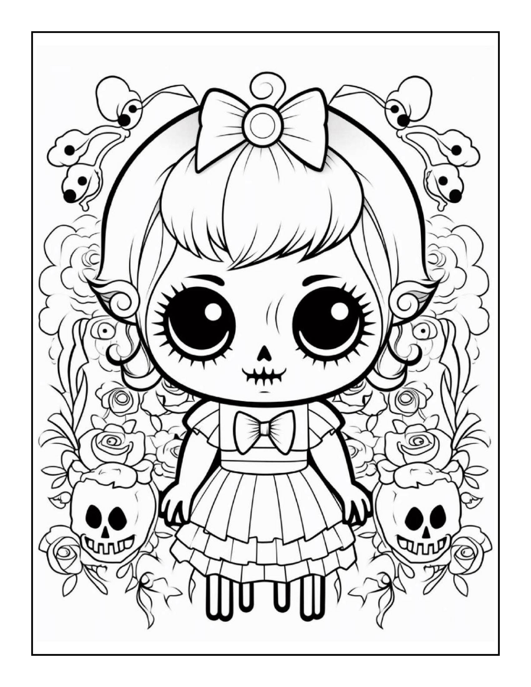 Creepy Kawaii Halloween Coloring Pages for Adults (PDF Download) - Etsy