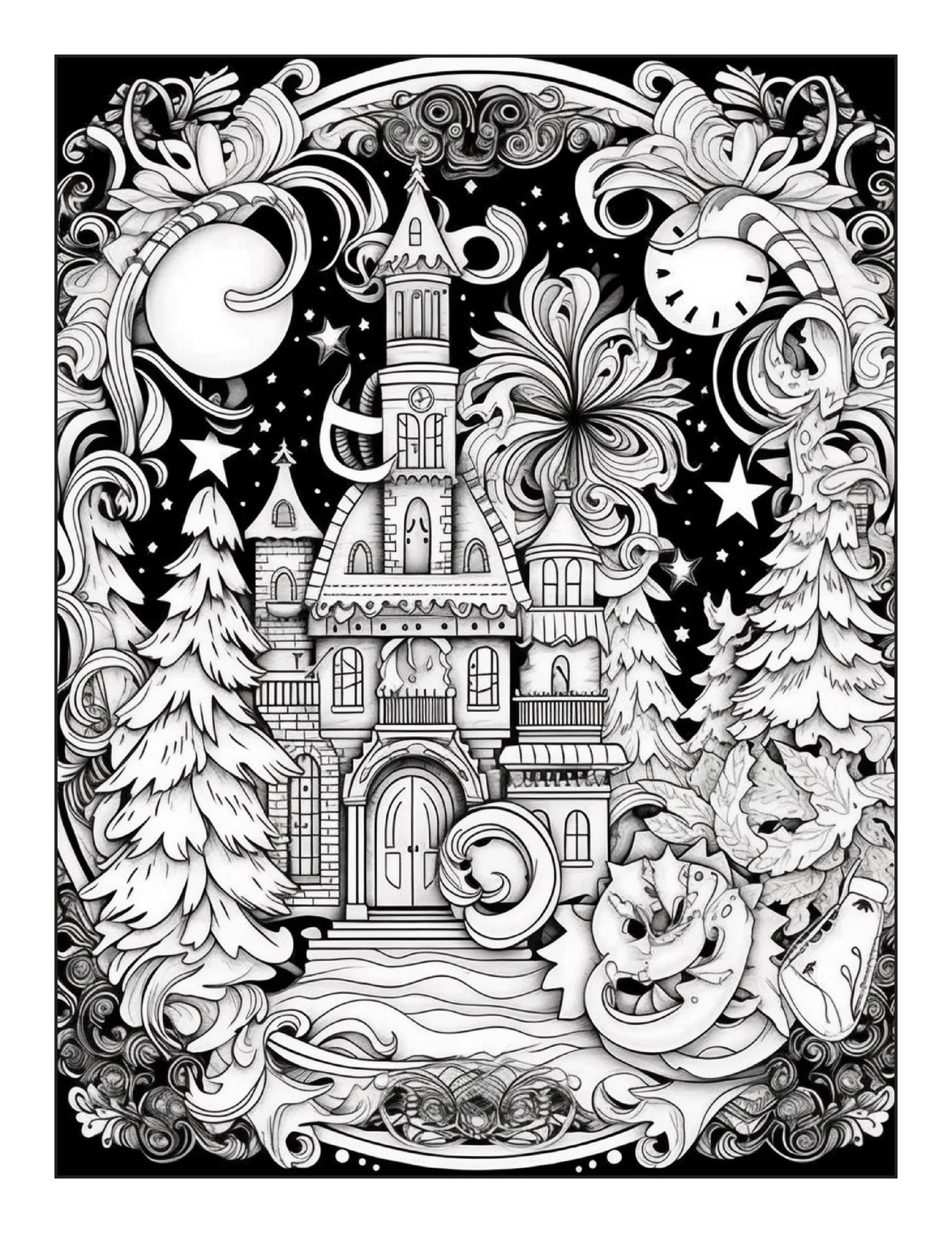 Christmas Coloring Pages for Adults: 25 Printable Holiday Designs (PDF ...