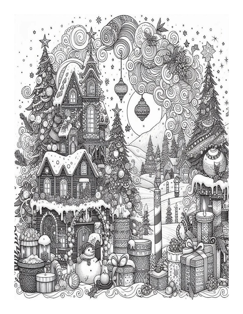 Magical Christmas Coloring Pages for Adults (PDF Download) - Etsy
