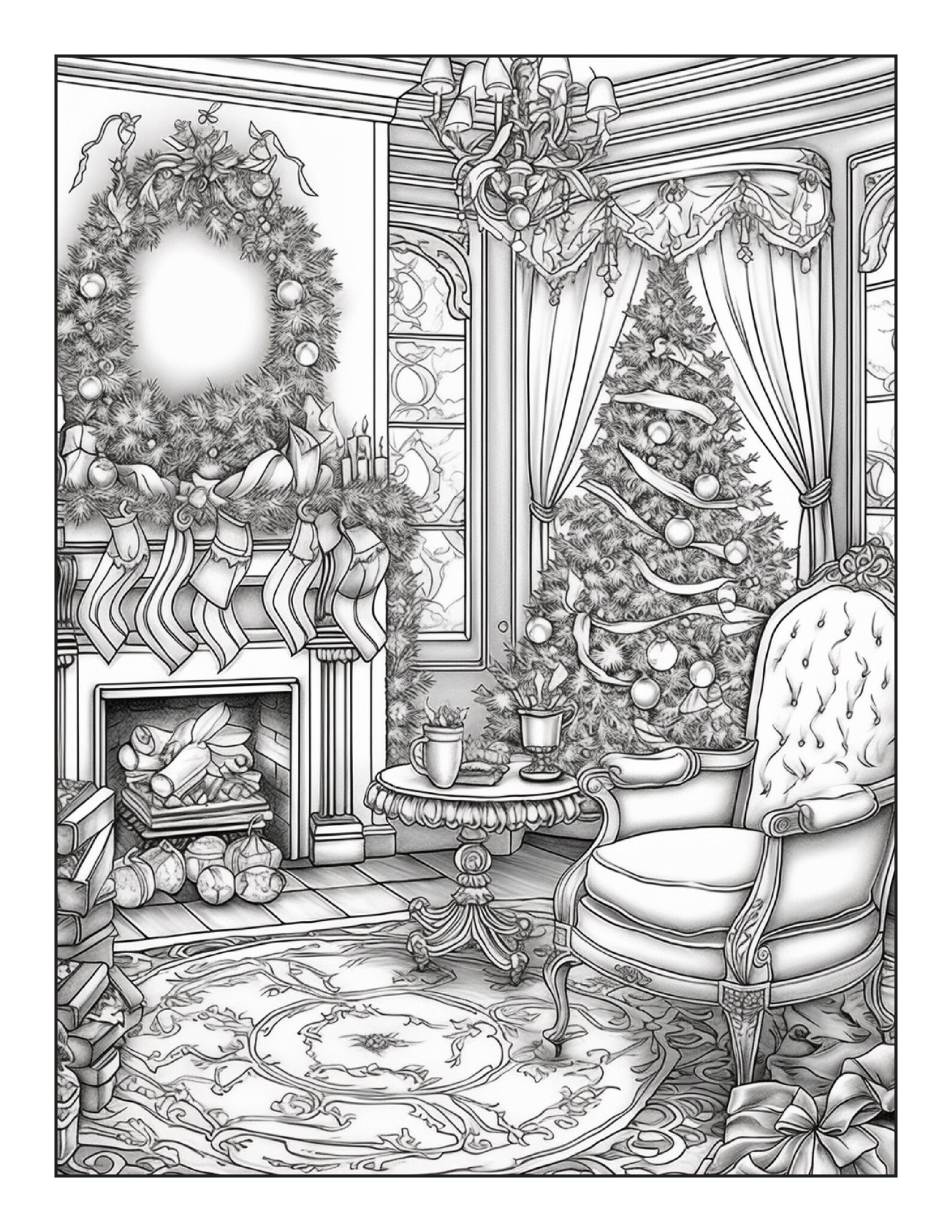 Christmas Coloring Pages for Adults: 25 Printable Holiday Designs (PDF ...