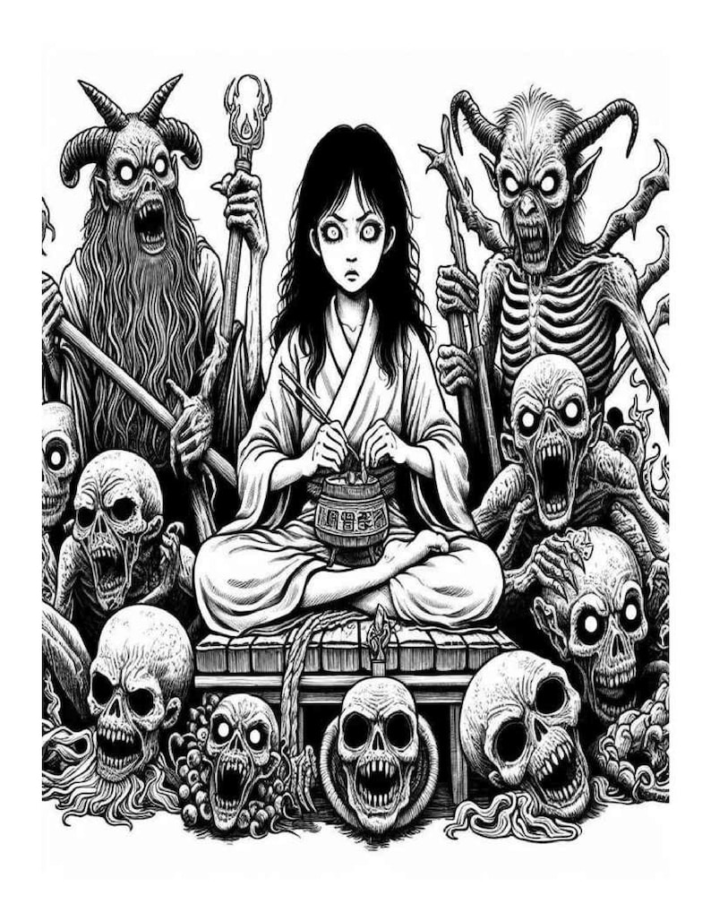 Horror Coloring Pages for Adults: Children of the Damned, 25 Printable ...