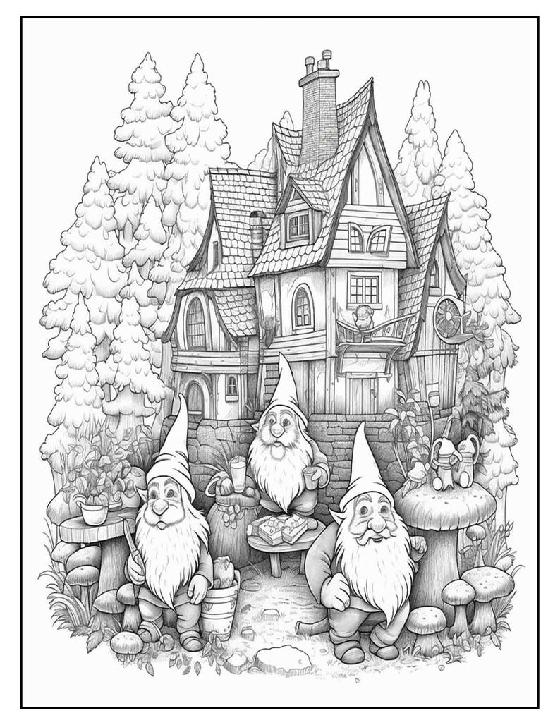 Winter Country Scenes Coloring Pages for Adults (printable) - Etsy