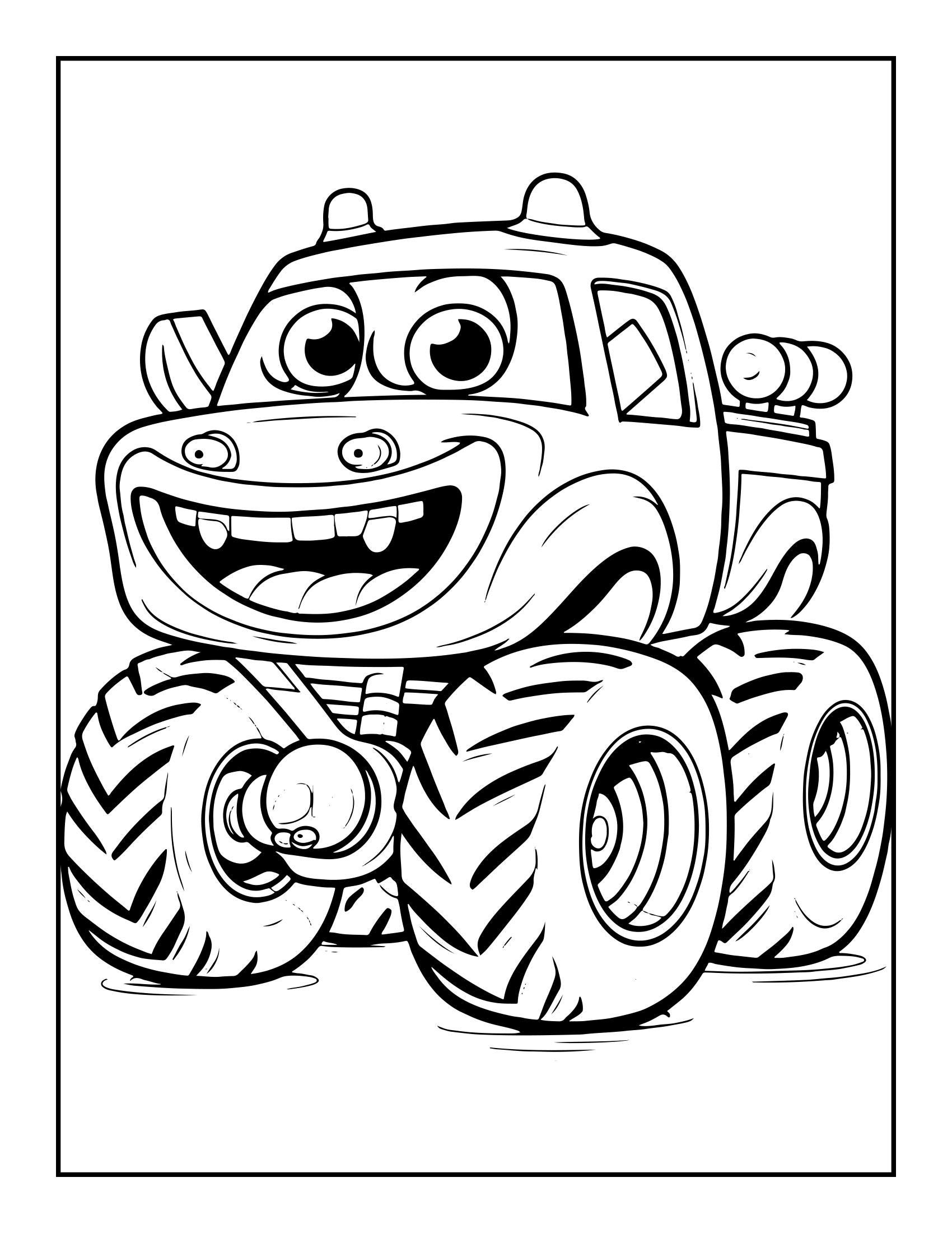 Monster Trucks Coloring Pages for Kids: 25 Printable Designs (PDF) - Etsy