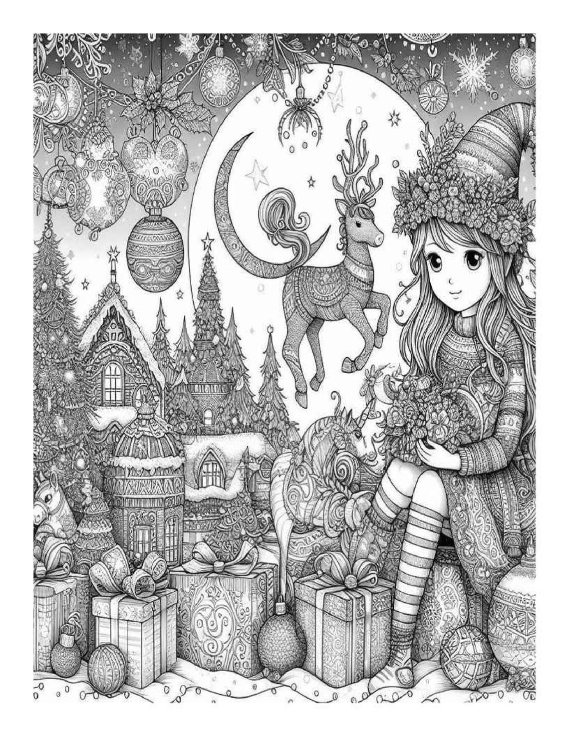 Magical Christmas Coloring Pages for Adults: Stress Relief (PDF ...