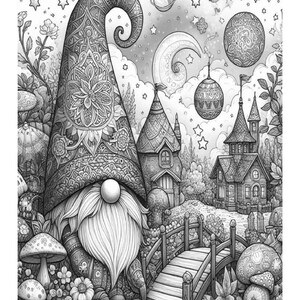 Gnome Coloring Pages for Adults: 25 Whimsical Grayscale Designs ...