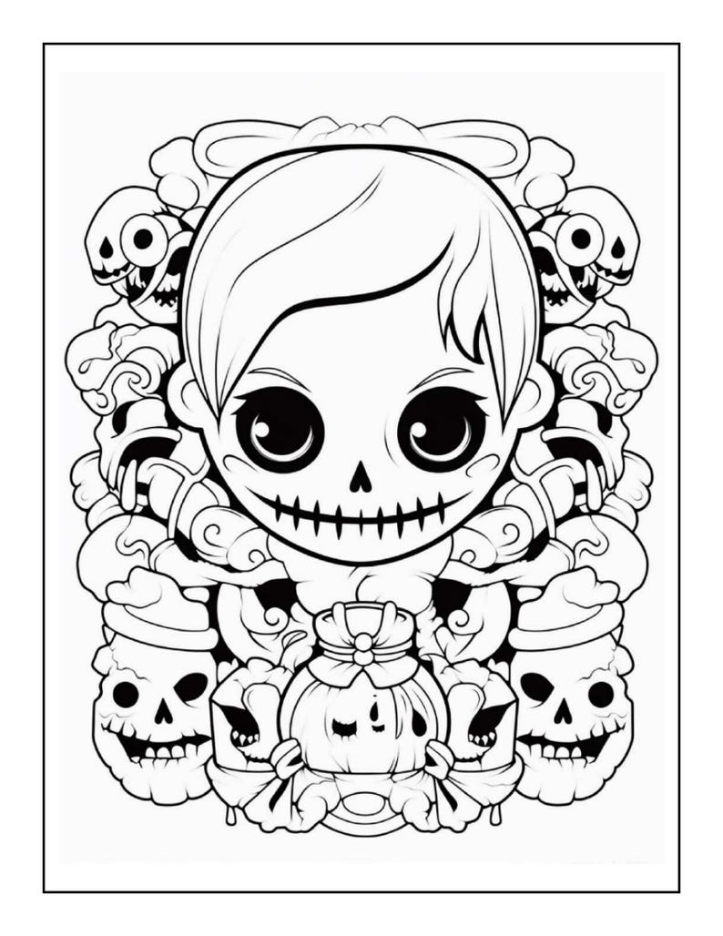 Creepy Kawaii Halloween Coloring Pages for Adults (PDF Download) - Etsy