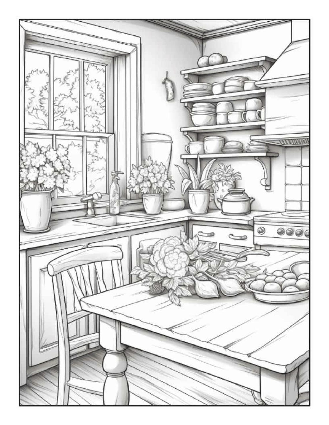 ONLY 1 LEFT in Stock! Beautiful Country Kitchens Coloring Pages for ...