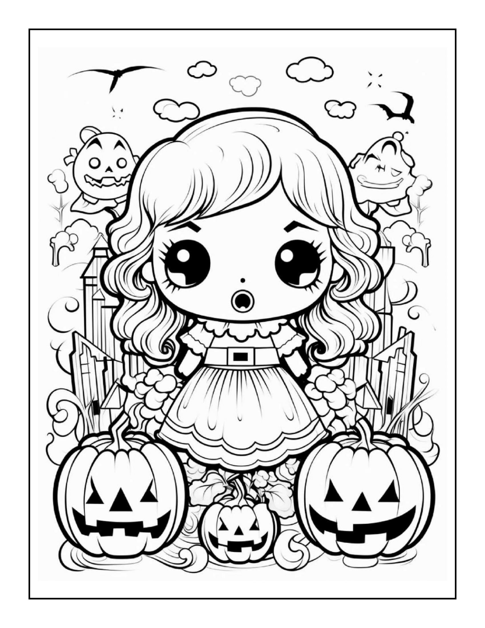 Creepy Kawaii Halloween Coloring Pages for Adults (PDF Download) - Etsy