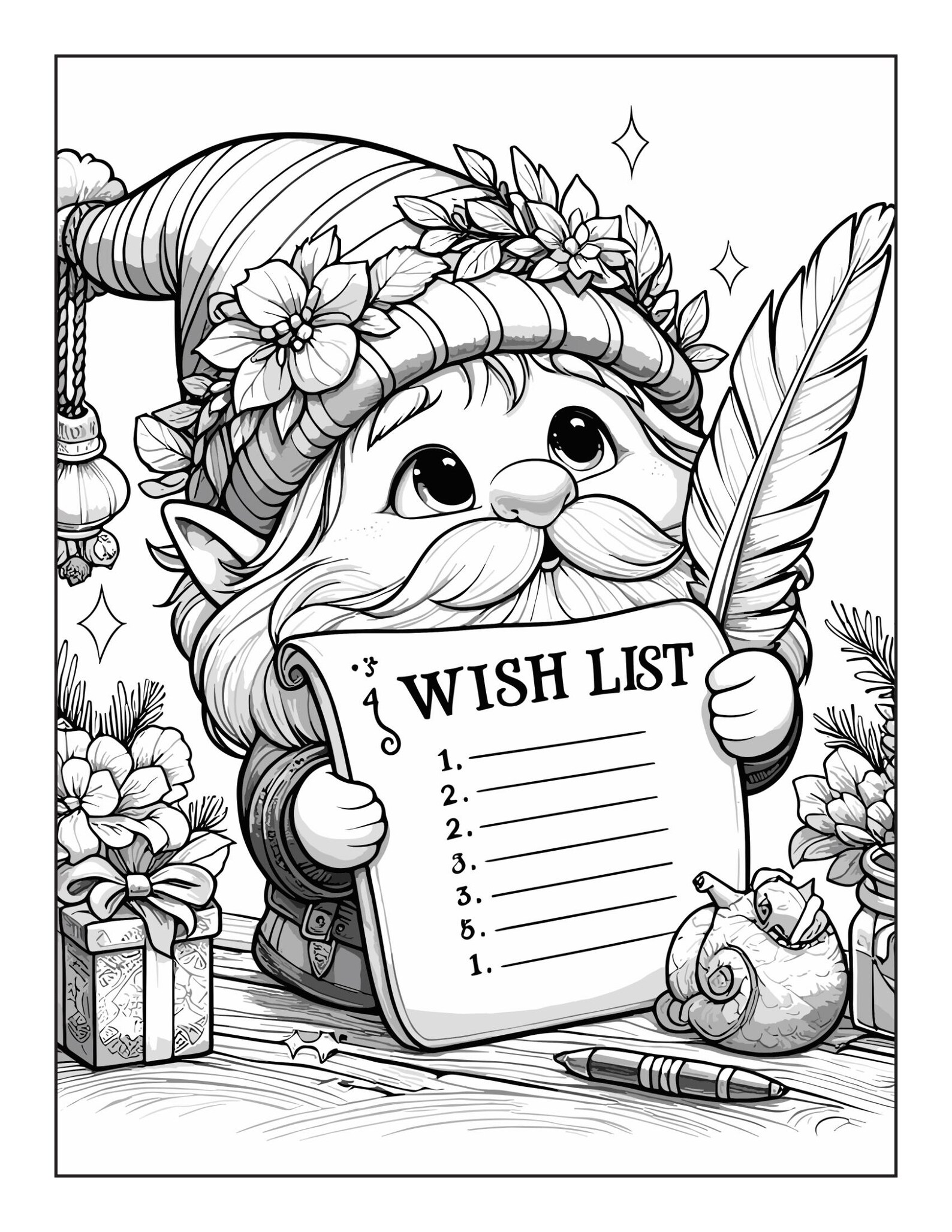 Cute Christmas Gnomes Coloring Pages for Adults, Features 25 Coloring ...