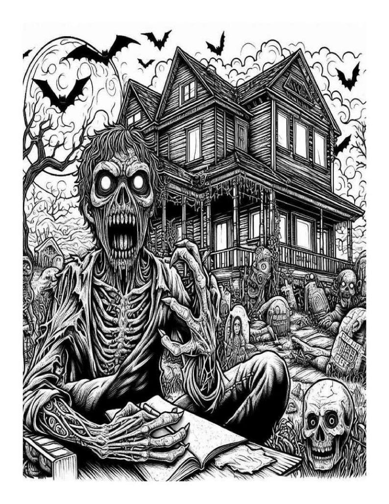 Scary Nightmare Halloween Coloring Pages for Adults (printable) - Etsy ...